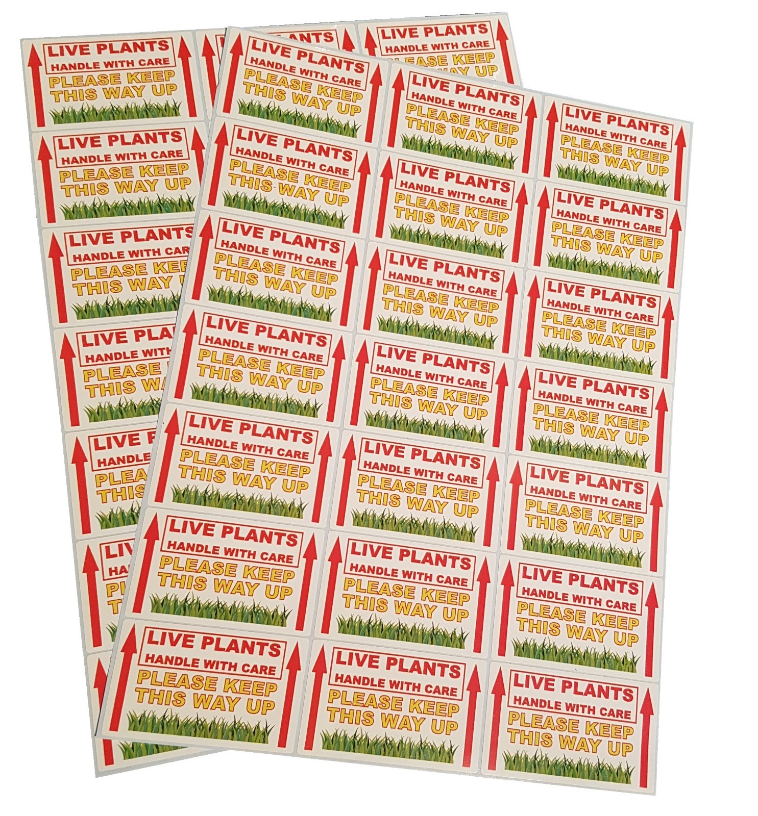 42 > 336 "LIVE PLANTS, HANDLE WITH CARE" Postage Packet Labels 70mm x ...