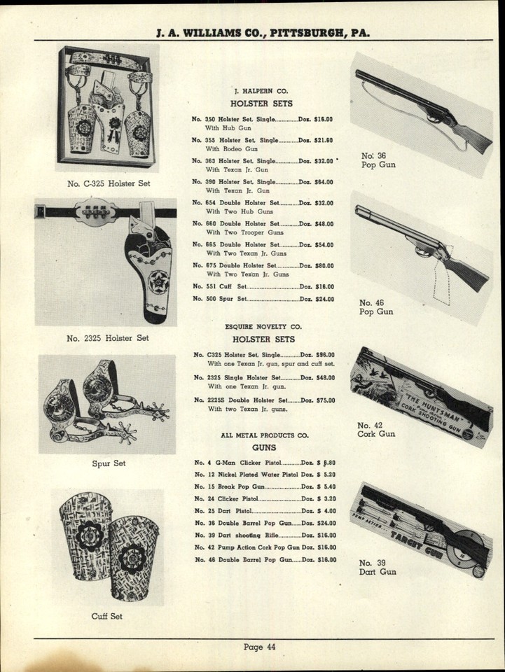 1949 PAPER AD Classy Cowboy Suit Sub Machine Gun Holster Pop Double ...