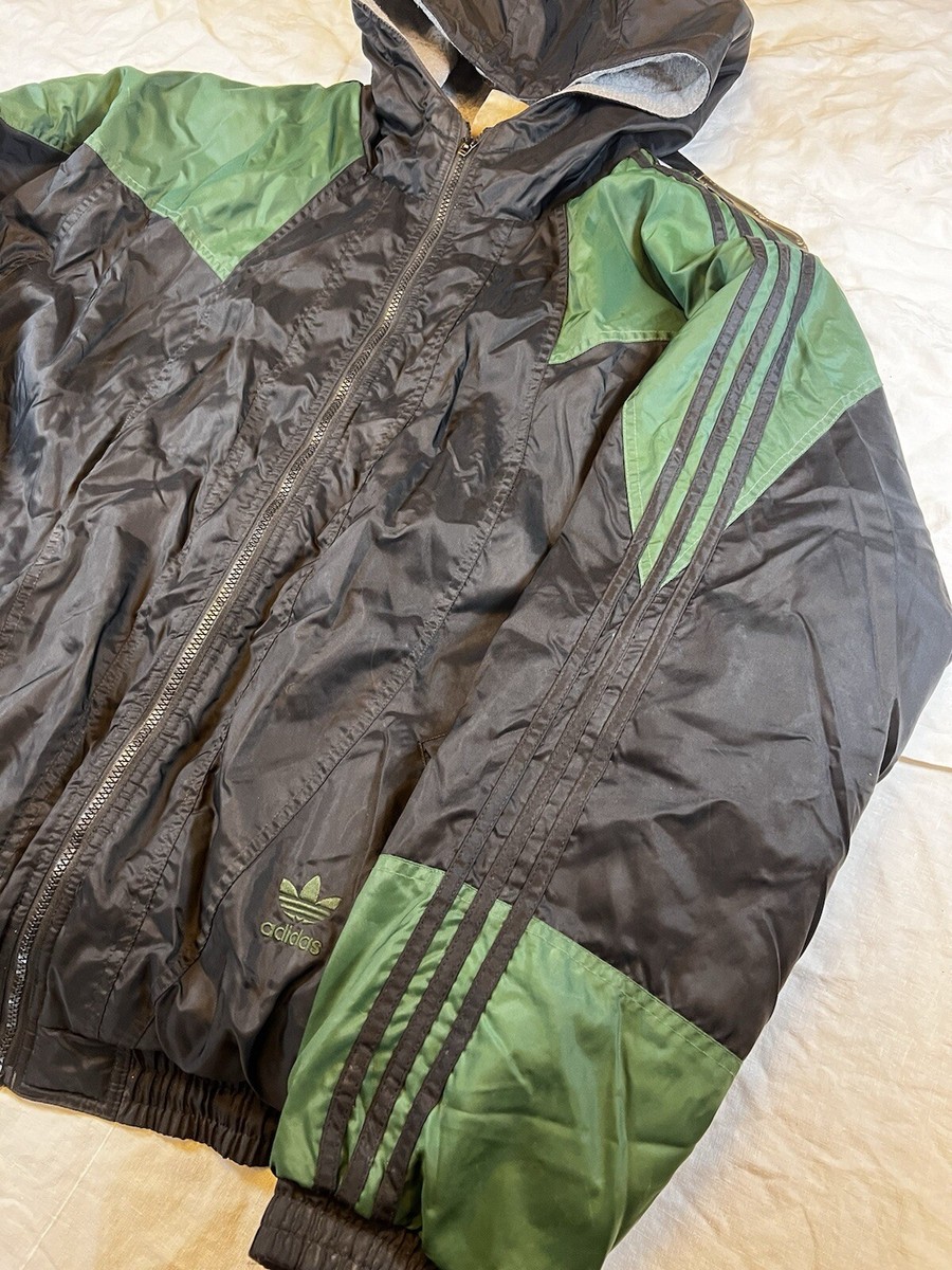 VTG 90s Adidas Big Trefoil Logo Quilted Hooded Coat Jacket VTG 90s Adidas Big Trefoil Logo Quilted Hooded Coat Jacket