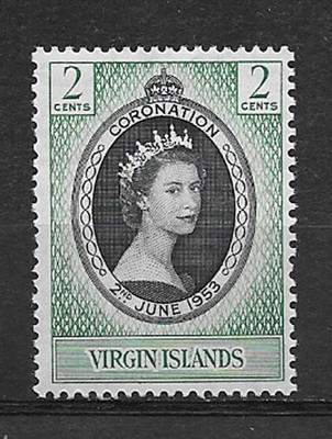 VIRGIN ISLANDS , 1953 , ELIZABETH II , CORONATION , 2c STAMP PERF, MNH ...