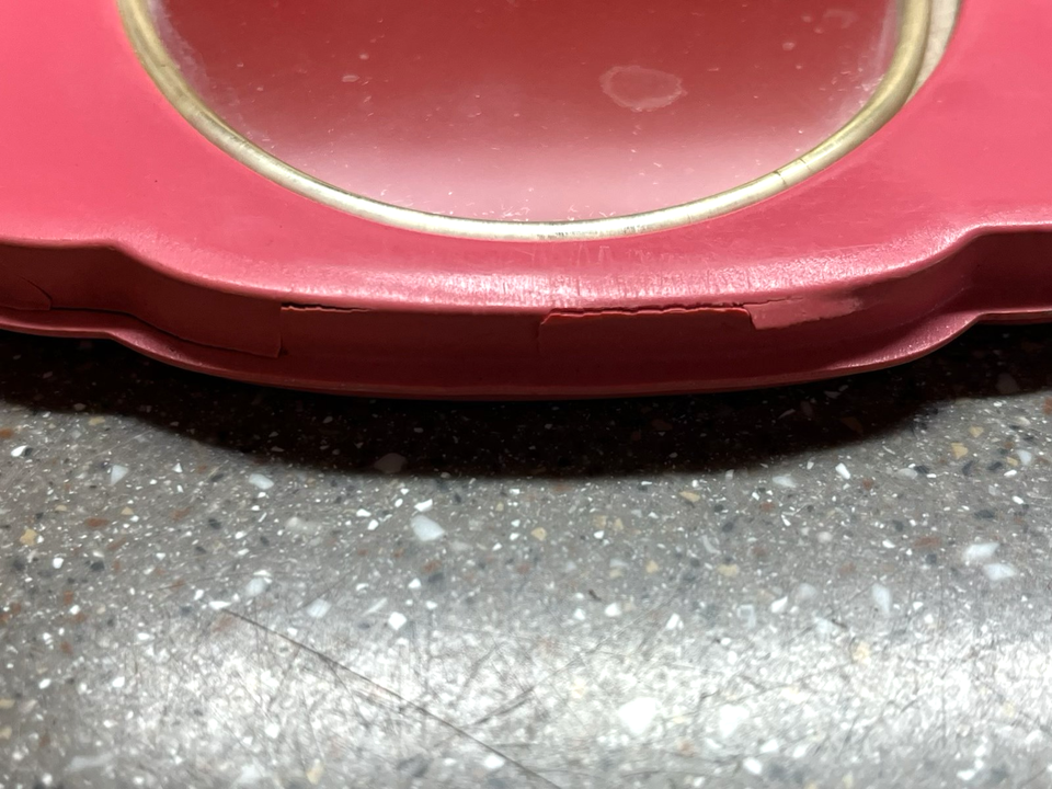Vintage Celluloid? Hand Mirror Large 13-Inch Hot Pink Coral With Floral ...