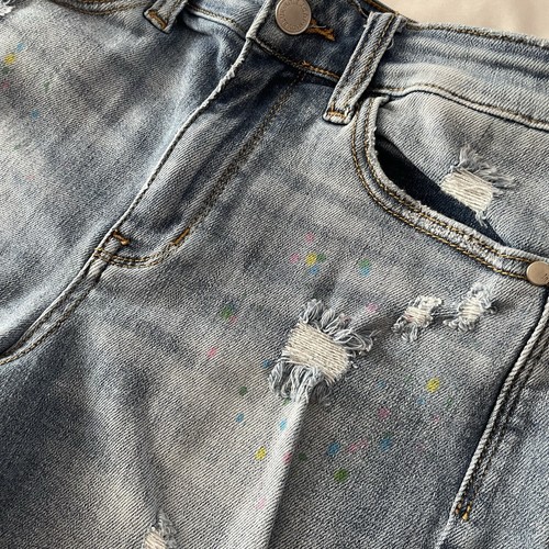 Judy Blue Paint Splatter Jean Shorts Small S Distressed Freyed Casual ...