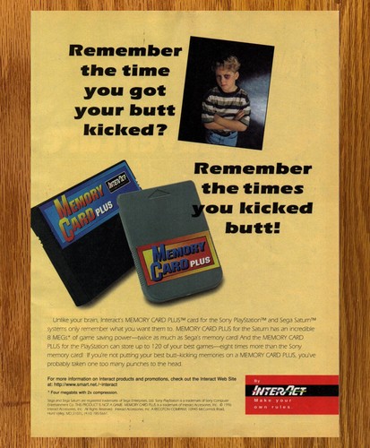 InterAct Memory Card Plus PS Saturn -Video Game Print Ad / Poster Promo ...