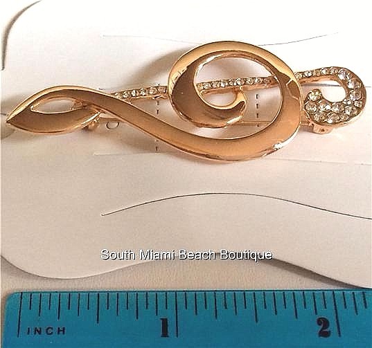 Music Note Pin Brooch Rose Gold Plated Teacher Graduation Gift Crystal ...