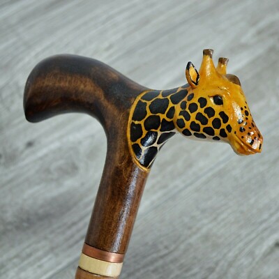 Cane Walking Stick Wooden carved Handmade - Giraffe | eBay