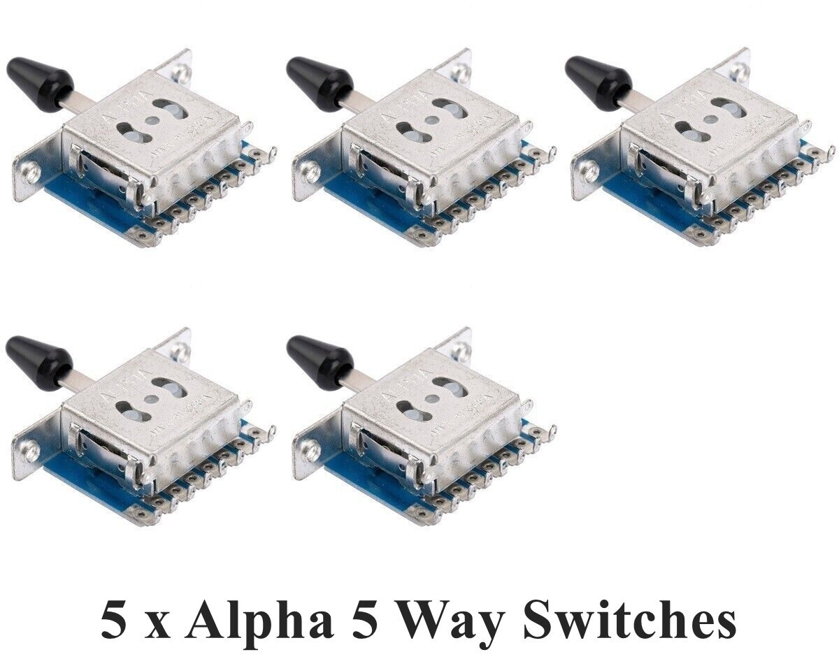 Set of 5 Alpha 5 Way Pickup Selector Lever Switch For Import Tele Strat ...