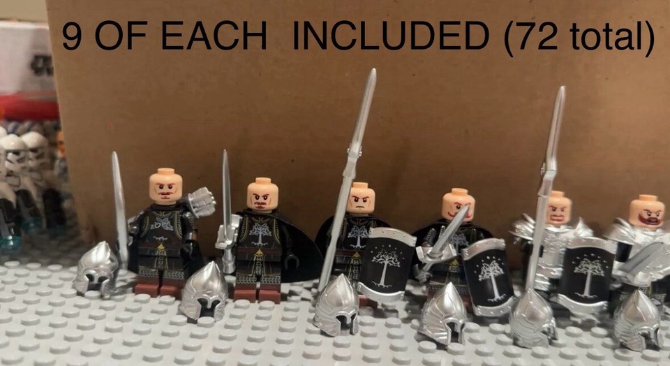 Lord Of The Rings Gondor Knight Army Custom Lego Minifigures lot 72 ...