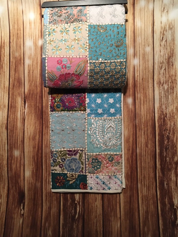 NWT SARI HAND PATCHWORK BLANKET THROW “By ARTISIAN ALLEY” Vtg Style 50 ...