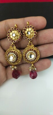 Party wear Indian Jewelry Earring Jumar Bollywood Ethnic Gold Plated ...