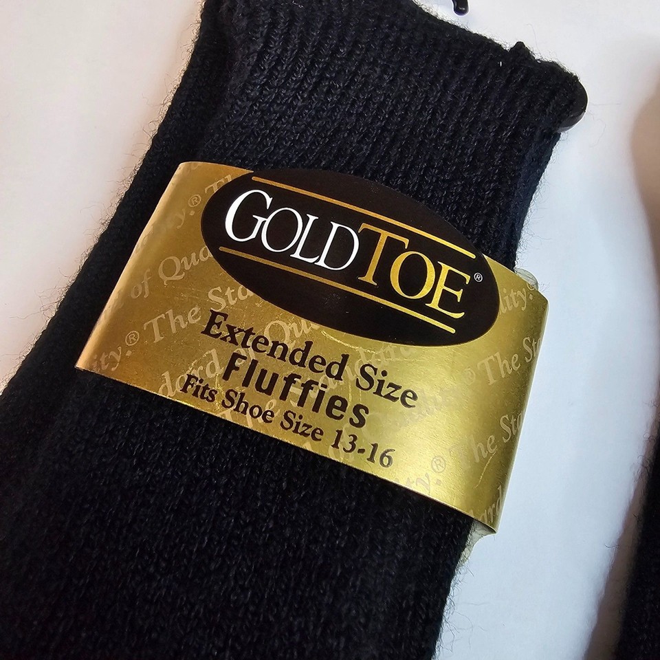 NOS Gold Toe Fluffies Crew Socks Lot of 3 Men's Size 12-16 Black ...