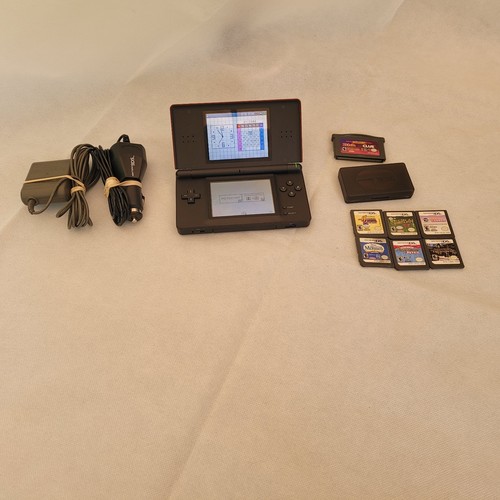 Nintendo DS Lite Console Crimson Red Black USG-001 w/ Charger+Stylus ...