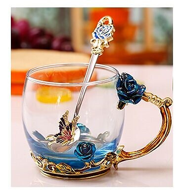 Coffee Mugs, Decorated Crystal Cup with spoon ,Tea Cup, Glass ...