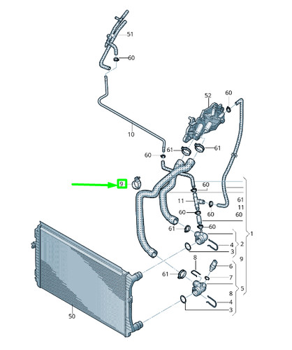 VOLKSWAGEN PASSAT B8 3G COOLING HOSE BRACKET 5Q0121093R ORIGINAL for ...