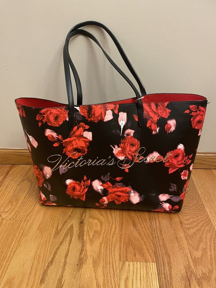 Victoria's Secret Limited Edition 2019 Large Red Floral Rose Tote Bag ...