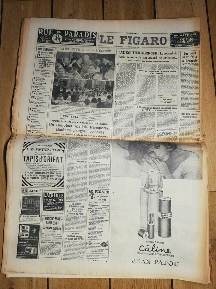 N125 Rare Vintage Newspaper Le Figaro Dec 15 1967 Special Bus, Michel ...
