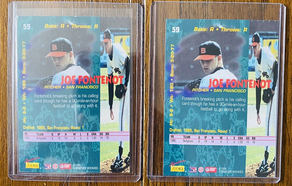 1995 Signature Rookies Tetrad Auto /5000 - 2 Joe Fontenot #59 cards ...