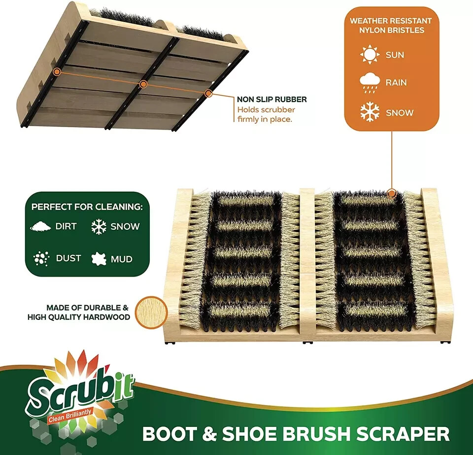 SCRUBIT Boot Scraper Brush – Flat Door Scrubber Mat - All Weather Shoes ...