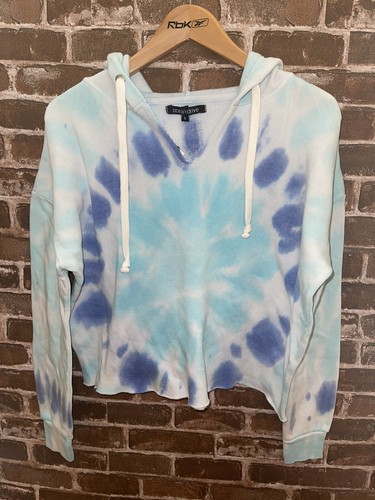 NWT OCEAN DRIVE WOMENS SMALL S TIE DYE SWEATSHIRT CROP HOODIE BLUE LONG ...