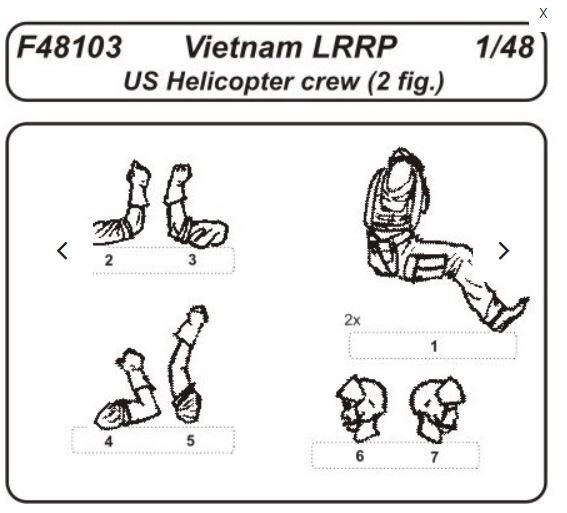 CMK 1/48 US Recon Helicopter Crew Vietnam War 2 Figures Pilots Resin ...