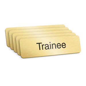 Trainee Badges - Gold Aluminium - Pin Fitting - 70 x 20mm (Pack of 5 ...