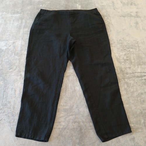 J.Jill Love Linen Ankle Pants Womens Large Black Pull On Pockets 38x27 ...
