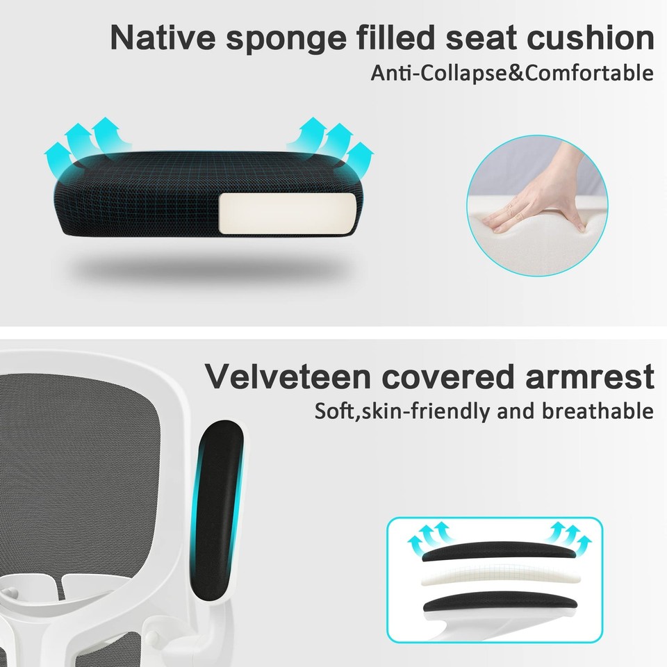 Office Desk Chairs Ergonomic PC Desk Chair with Wheels | eBay