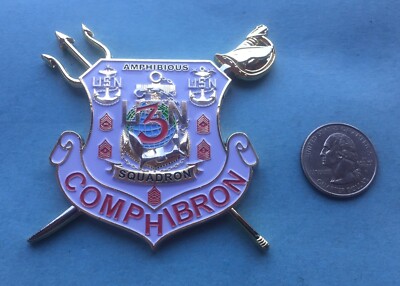 US NAVY CHALLENGE COIN AMPHIBIOUS SQUADRON 3 (COMPHIBRON-3) CHIEFS MESS ...