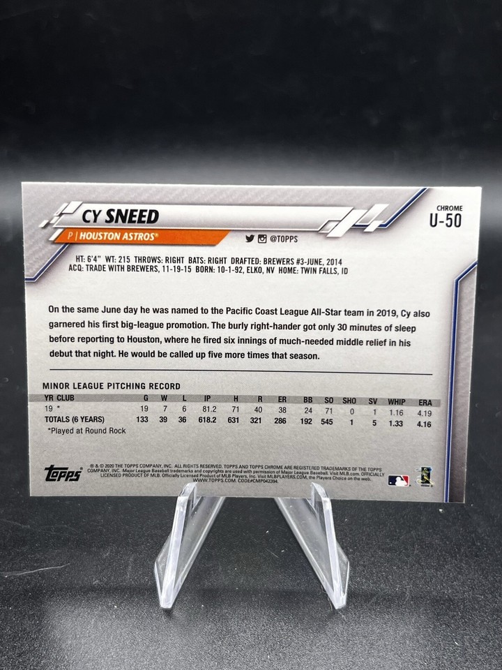 2020 Topps Update Cy Sneed Rookie Houston Astros #U-50 | eBay