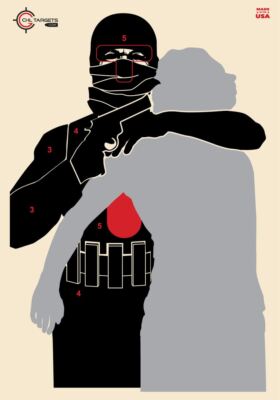 Silhouette - Hostage BLACK w/Red Center(LW) (100 Target Pack) 36"x 25 ...