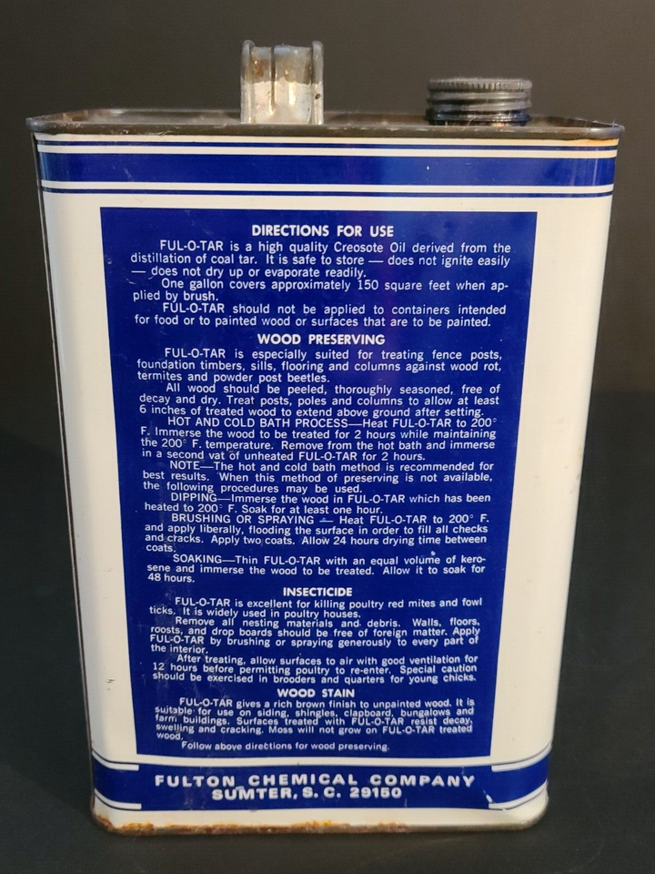 Vintage 1976 FULTON Creosote Wood Preservative Liquid 1 Gallon Can ...