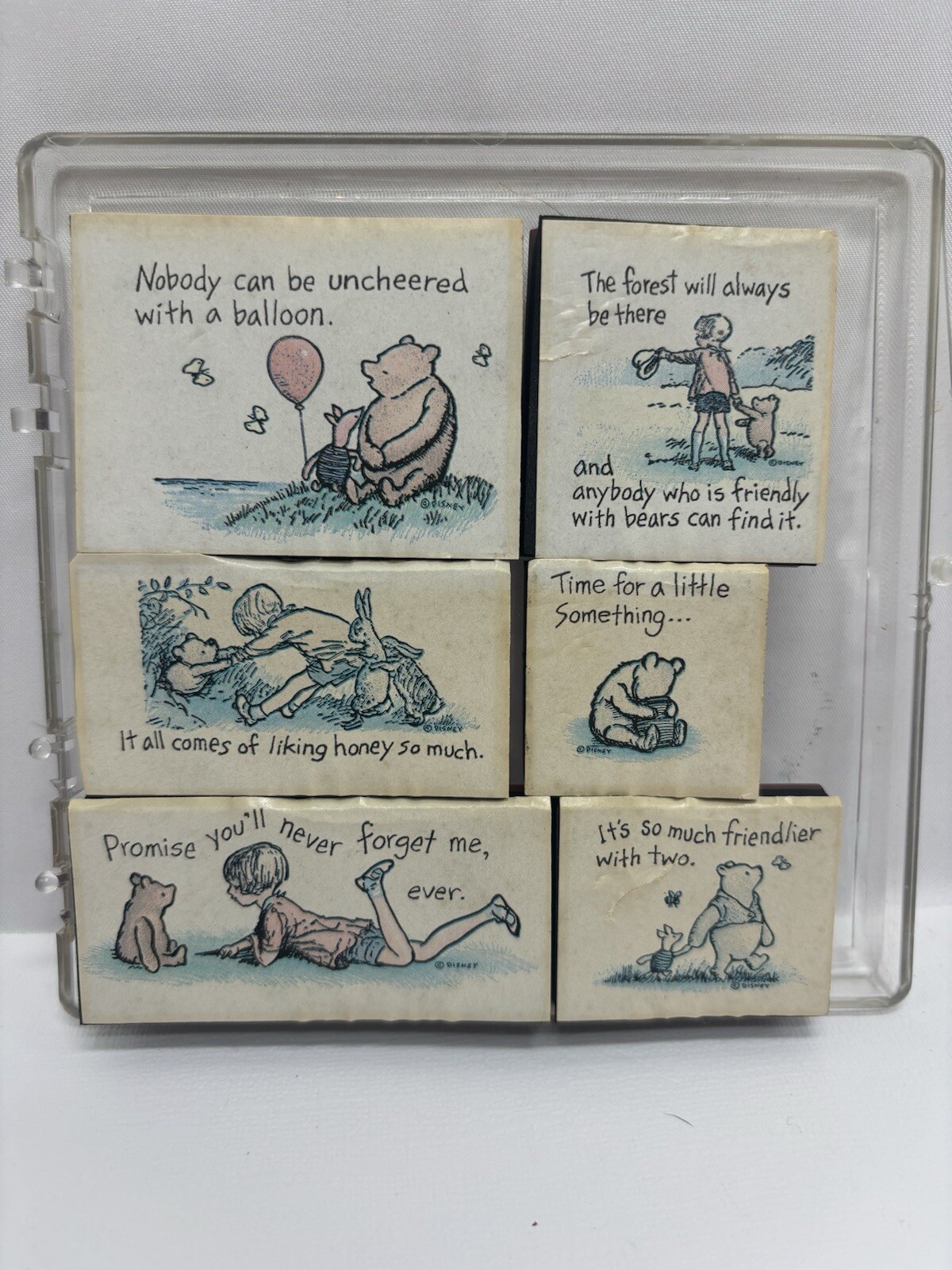 DISNEY CLASSIC WINNIE THE POOH "POOHISMS" SAYINGS RUBBER STAMP SET of 6 ...