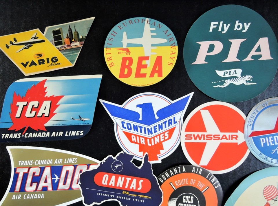 Lot of 42 Original, Vintage AIRLINE LUGGAGE LABELS Unused NOS | eBay