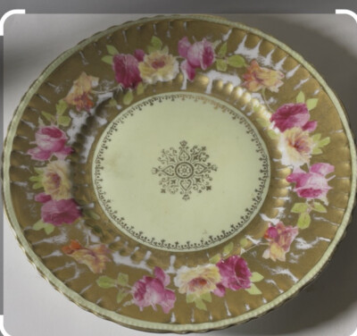Victoria Austria Scallop Edge Gilded Plate with Gold Accents & Pink ...