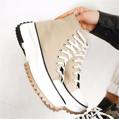 Breathable Womens High Top Platform Sneakers Low Top Lace Up Casual ...