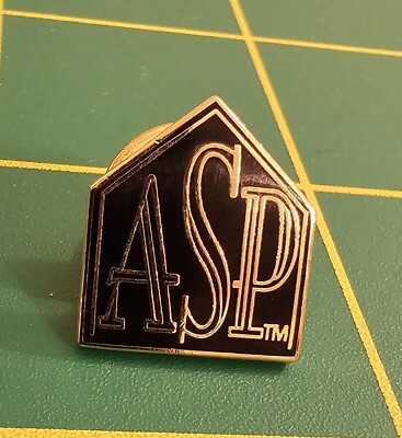 ASP Pin Letters Logo Monogram Black Background Gold Tone | eBay
