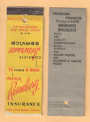 ARTHUR ROSENBERG INSURANCE SERVICE Phone TE 6-5000 { 2-SIDED ...