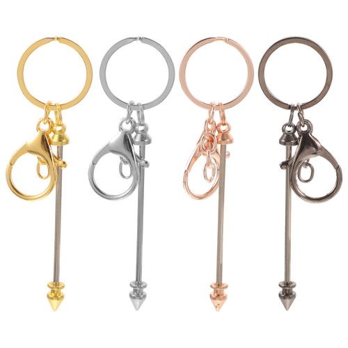 4pcs Beaded Keychains Zinc Alloy Keychain Metal Keychain DIY Blank Key ...