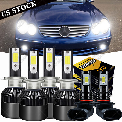 For Benz CLK320 CLK500 2004-2005 6x Combo Front LED Headlight Fog Light ...