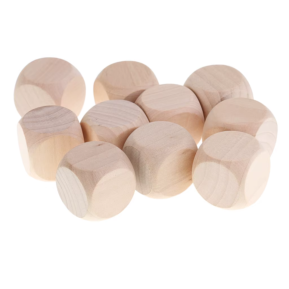 10/50/100Pcs Wooden Blank Dices 10Mm 16Mm 30Mm Dice Cubes You Can Write ...