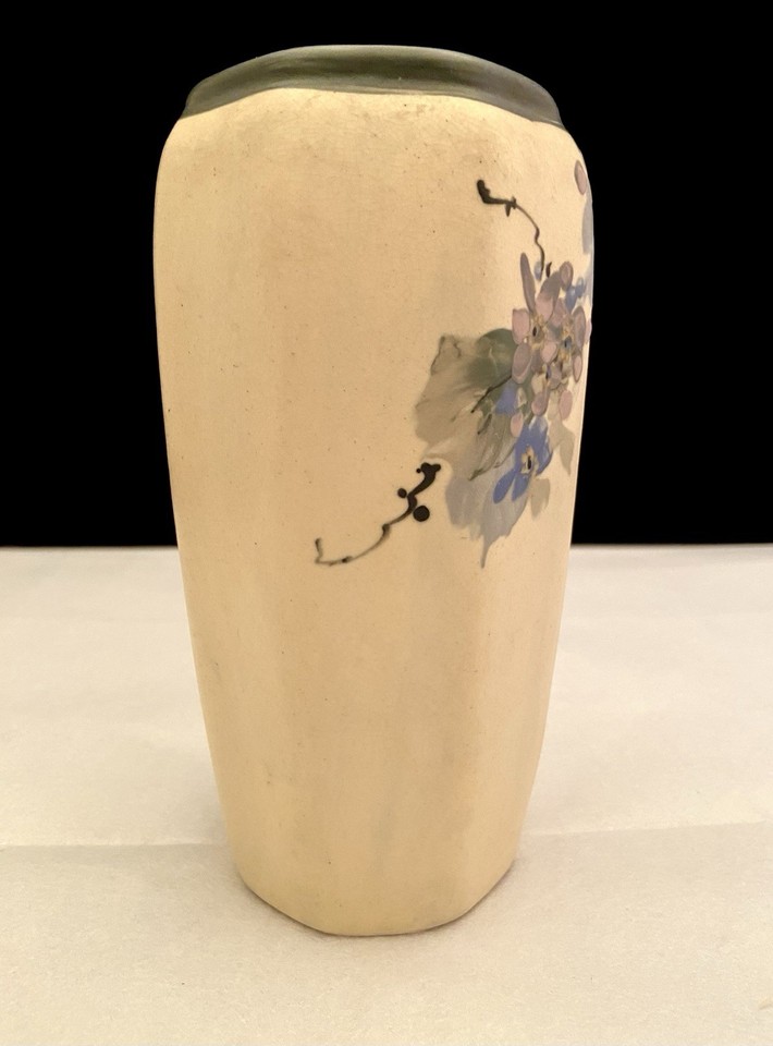 Vintage Weller Pottery Hudson White Vase W/Hand Painted Multi Color ...