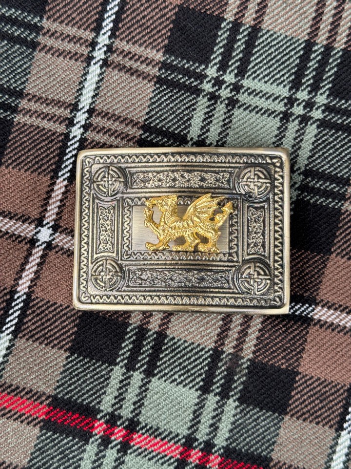 Scottish Golden Dragon Badge kilt Belt Buckle Antique Finish belt ...