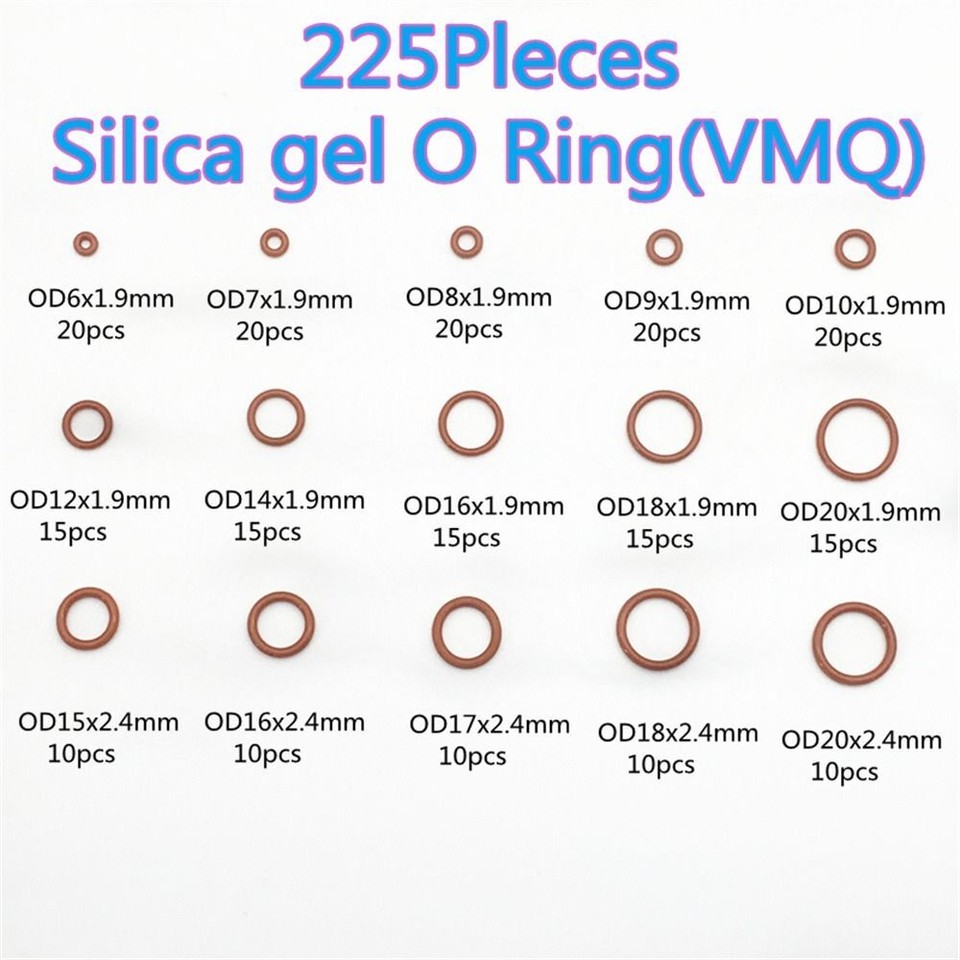 Silicone Rubber O-Ring Assortment Kit Sealing Gaskets O-Ring Washer ...