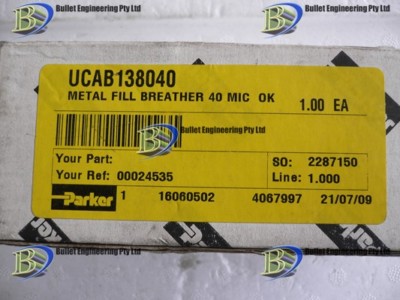 PARKER UCAB138040 METAL FILLER BREATHER 40MIC | eBay