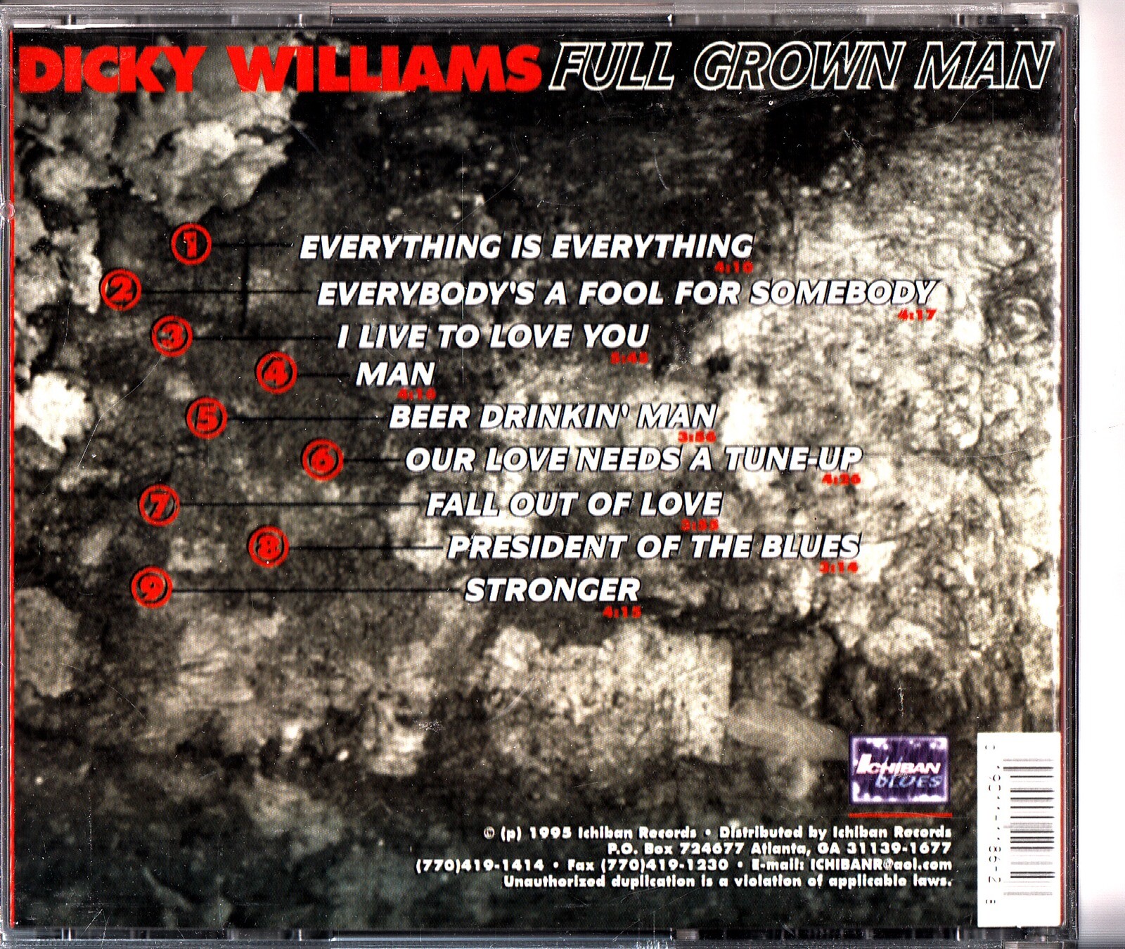 DICKY WILLIAMS - Full Grown Man CD Funk/Soul/Blues Marvin Taylor/Steve ...