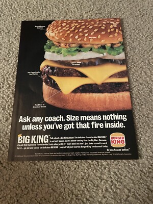 Vintage 1998 BURGER KING BIG KING BURGER SANDWICH Print Ad 1990s | eBay