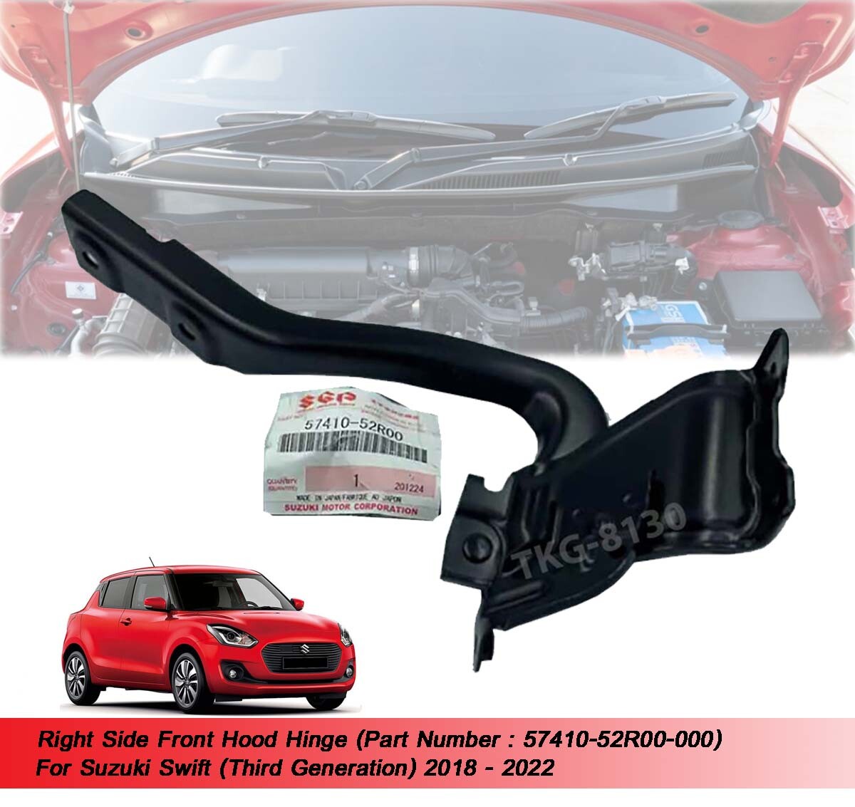 Right Front Hood Hinge 57410-52R00-000 For Suzuki Swift 2018 2019 2020 ...