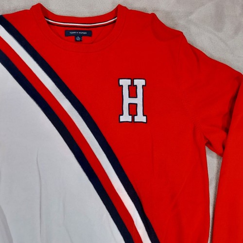 Tommy Hilfiger Sweatshirt Mens XL Letterman Color Block Fleece Pullover ...