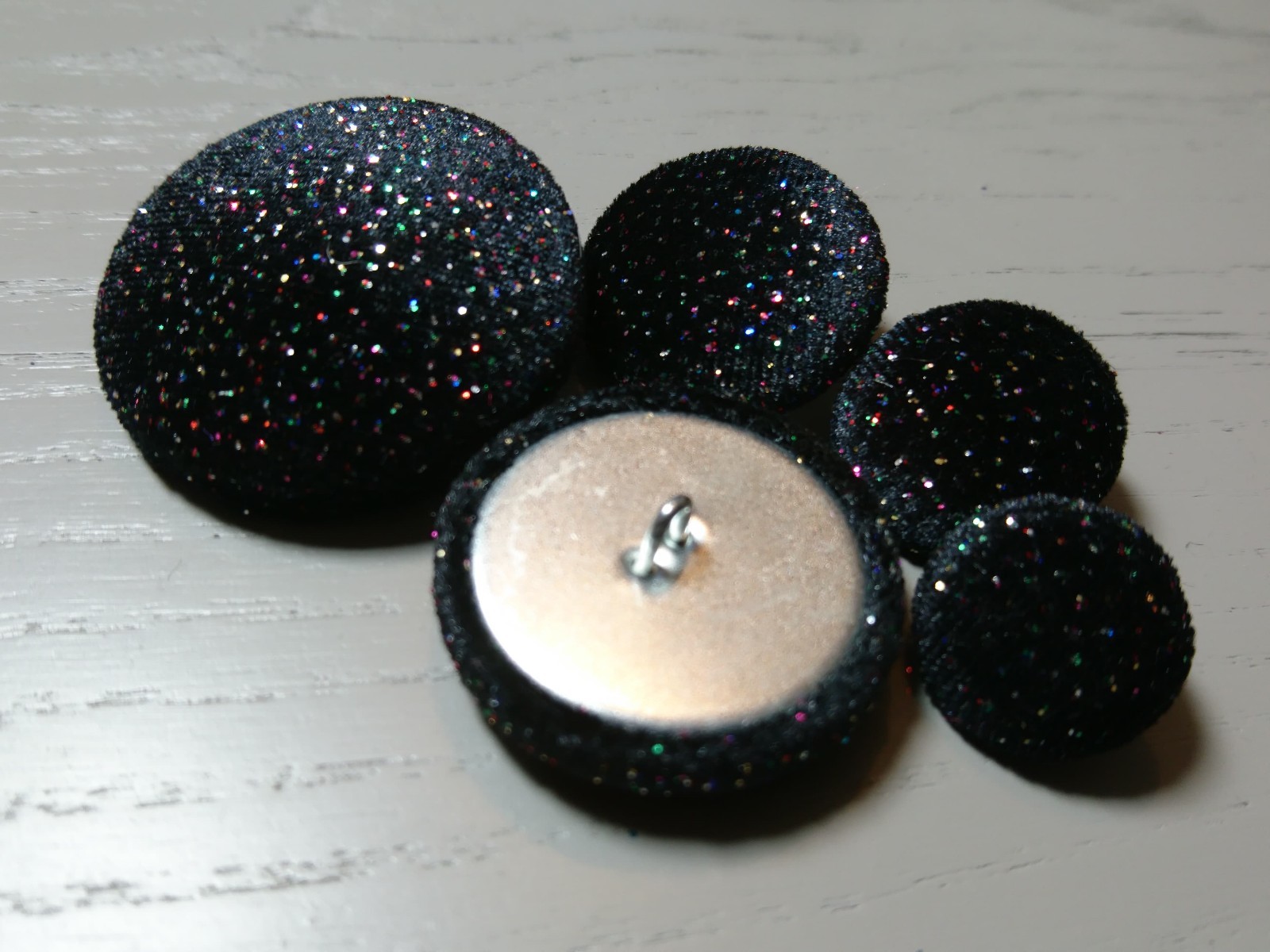 Black Velvet Sparkly Buttons, 16mm, 18mm, 20mm, 23mm, 25mm, 31mm & 37mm ...