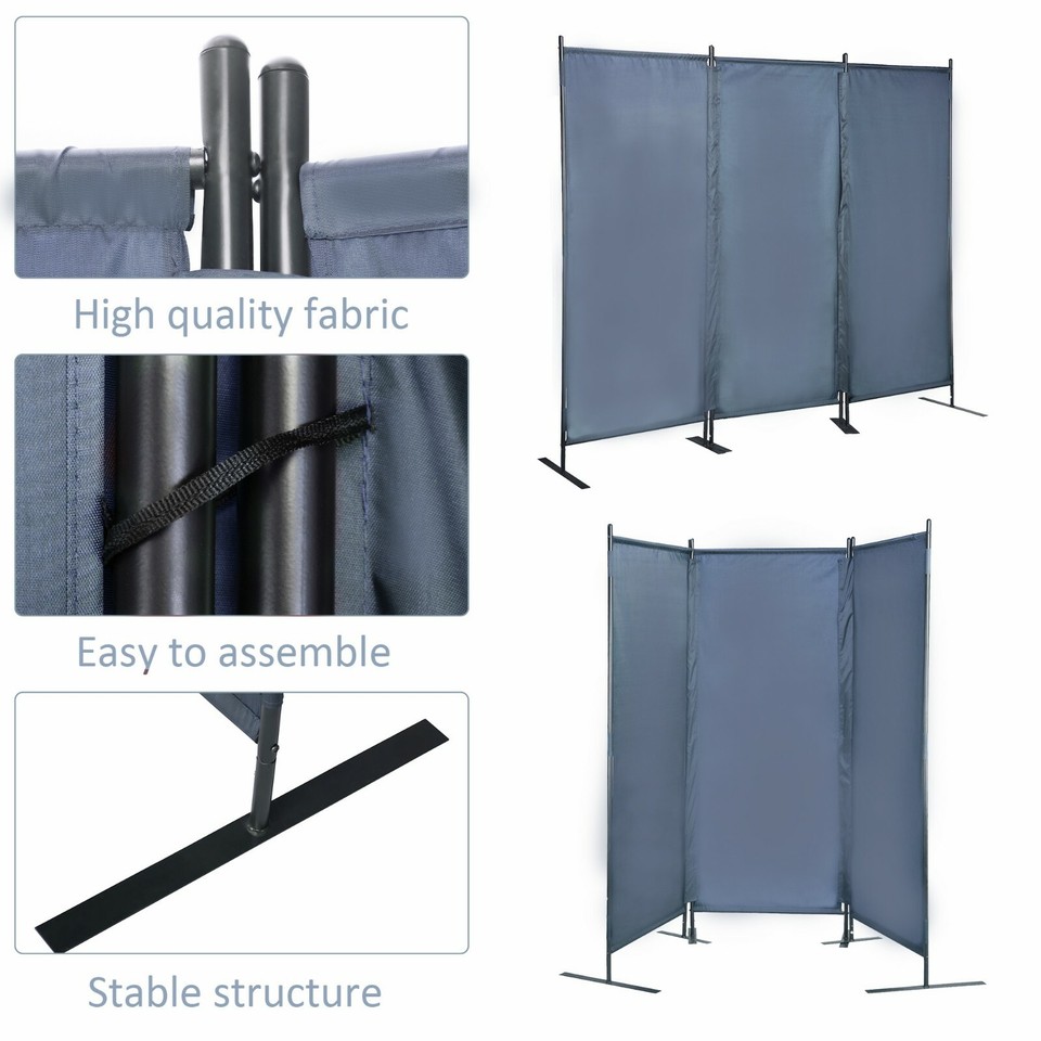 3-Panel Room Divider Folding Partition Privacy Screen Wall Divider Home ...