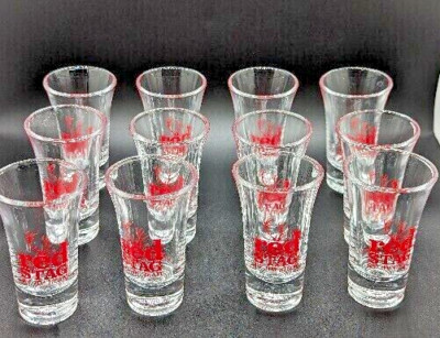 Jim Beam Collectibles Red Stag Wide Mouth Dozen Shot Glasses 2 oz Set ...